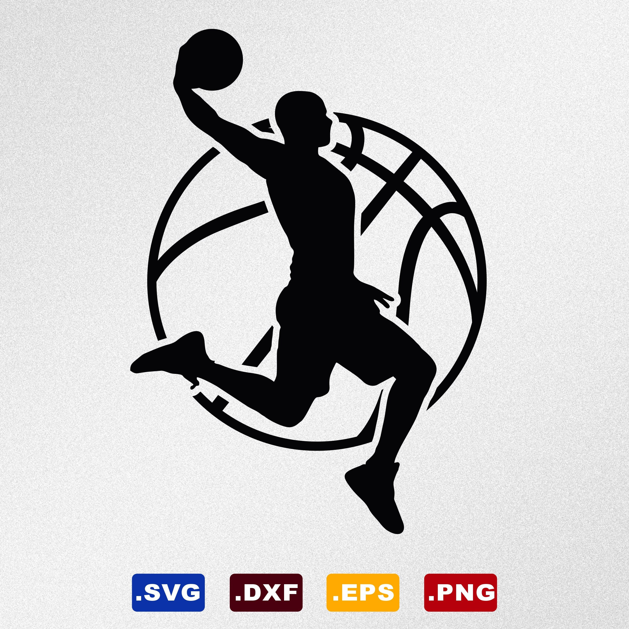 Basketball Player Ball Contour Svg Dxf Eps Vector Files For Etsy New