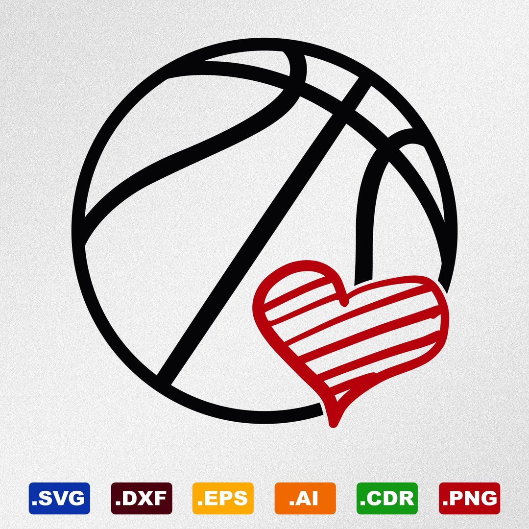 Basketball Heart Svg, Dxf, Eps, Ai, Cdr Vector Files for Silhouette ...