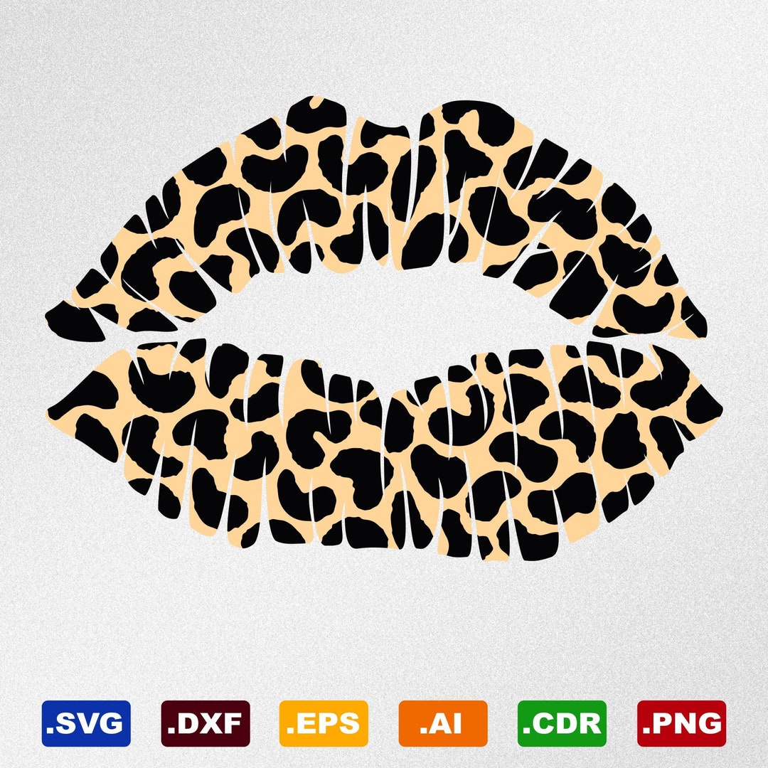 Lips Kiss Leopard Print Svg, Dxf, Eps, Ai, Cdr Vector Files for ...