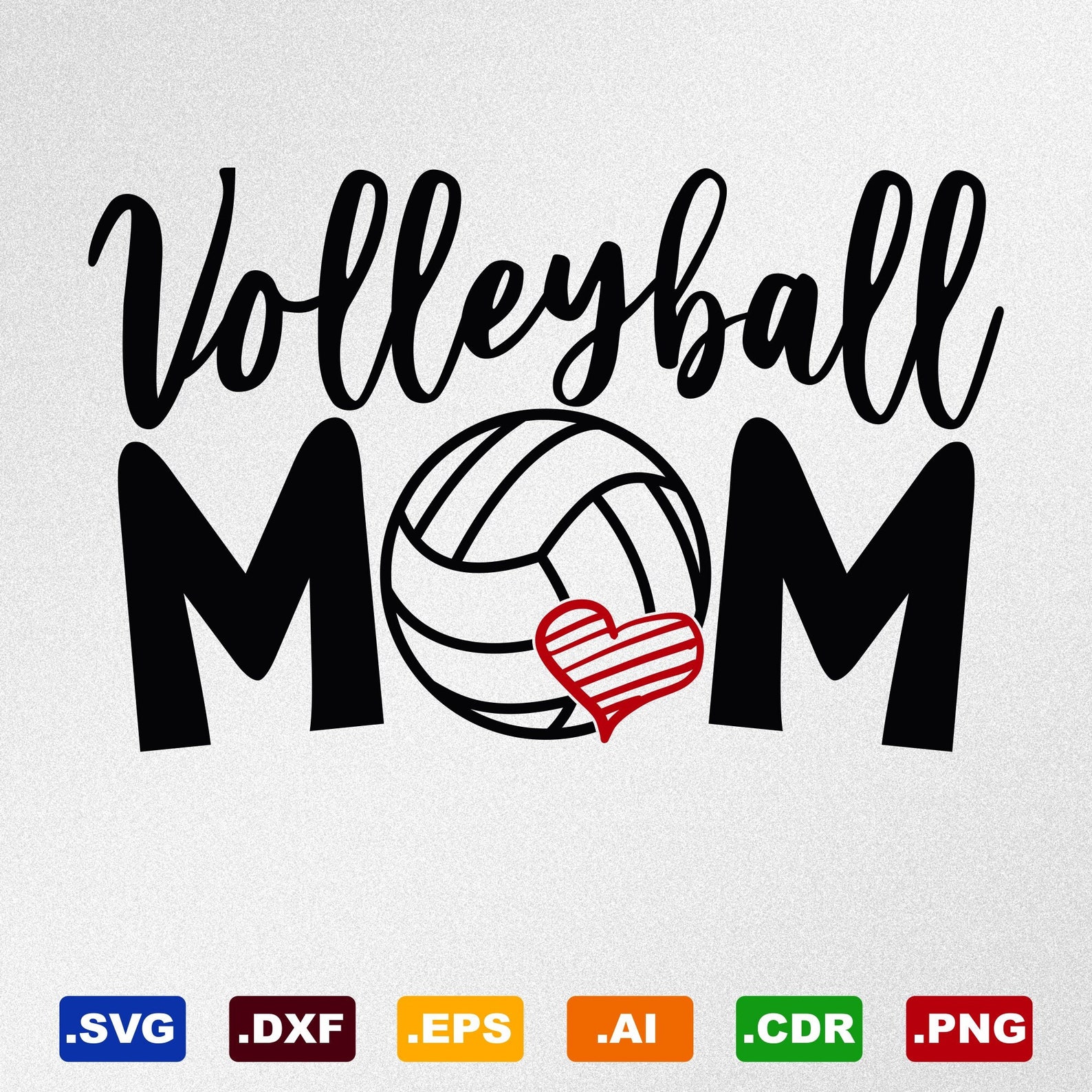 Volleyball Mom Heart Svg, Dxf, Eps, Ai, Cdr Vector Files for Silhouette ...