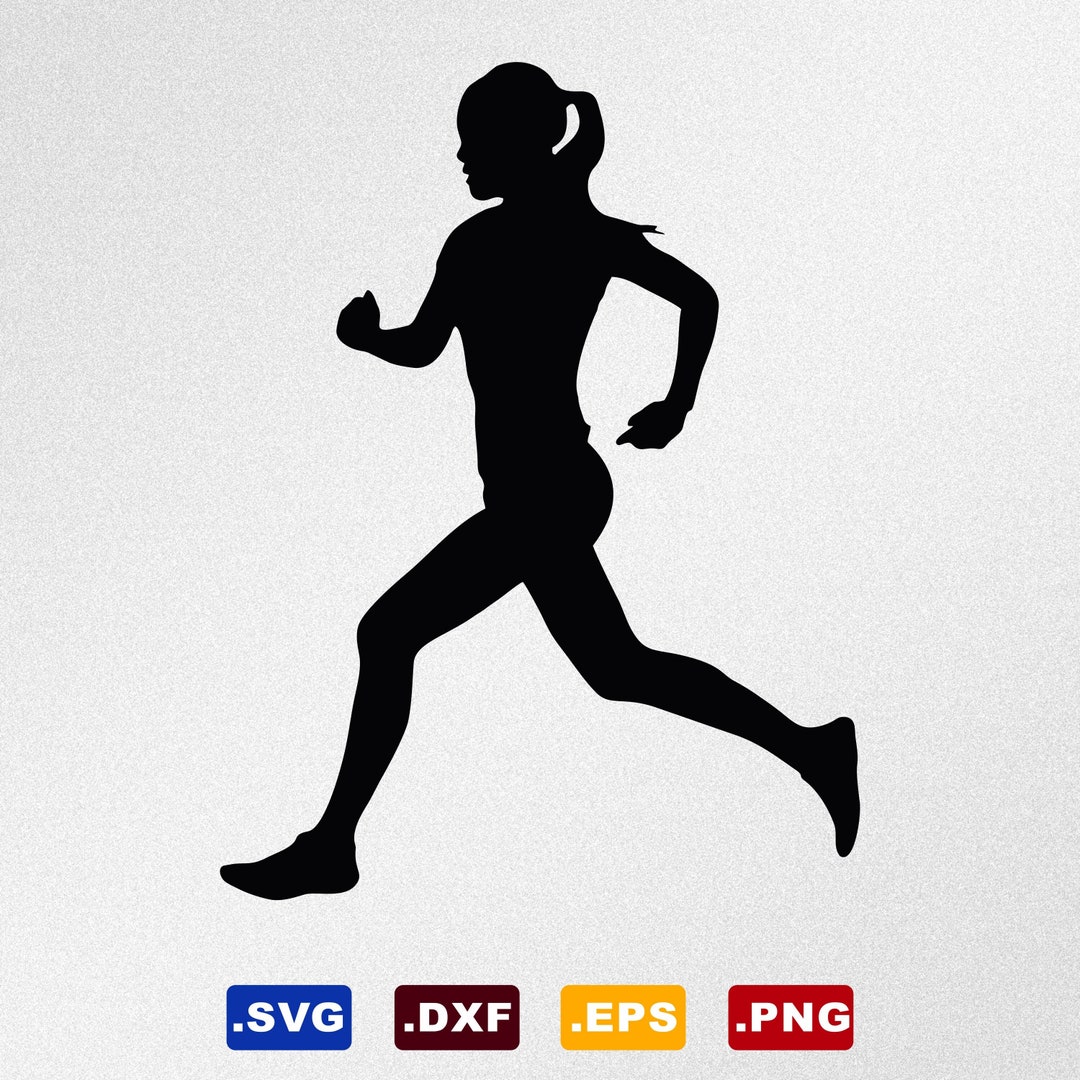 Running Girl, Jogging Svg, Dxf, Eps Vector Files for Cricut, Silhouette ...
