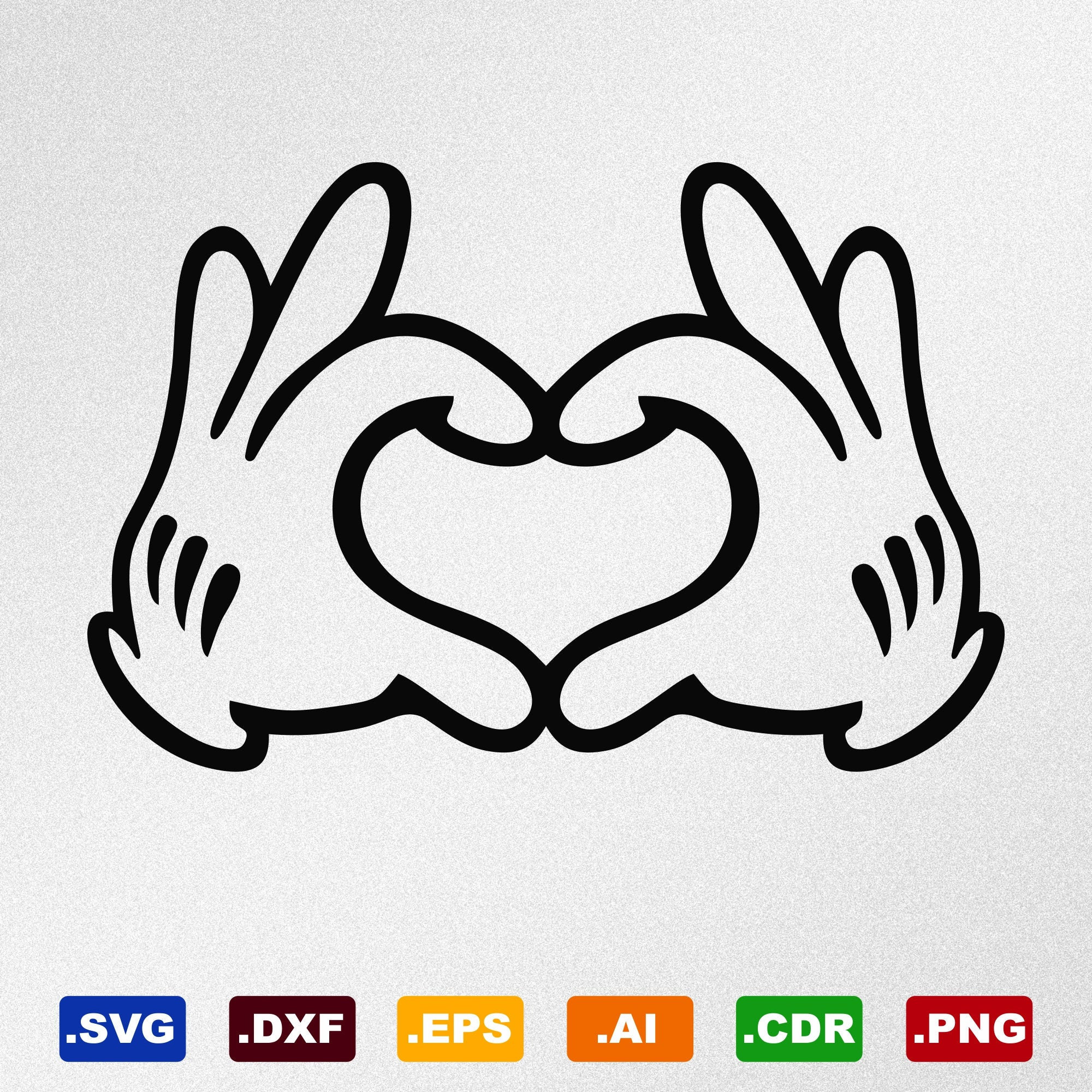Mickey Mouse Hands Heart Svg Dxf Eps Ai Cdr Vector Files | Etsy