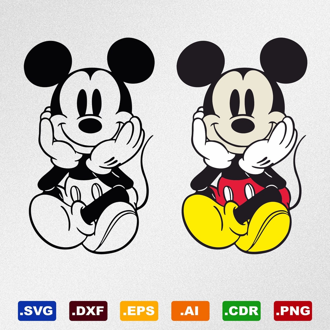 Mickey Mouse Sitting Svg Dxf Eps Ai Cdr Vektor Dateien für - Etsy.de