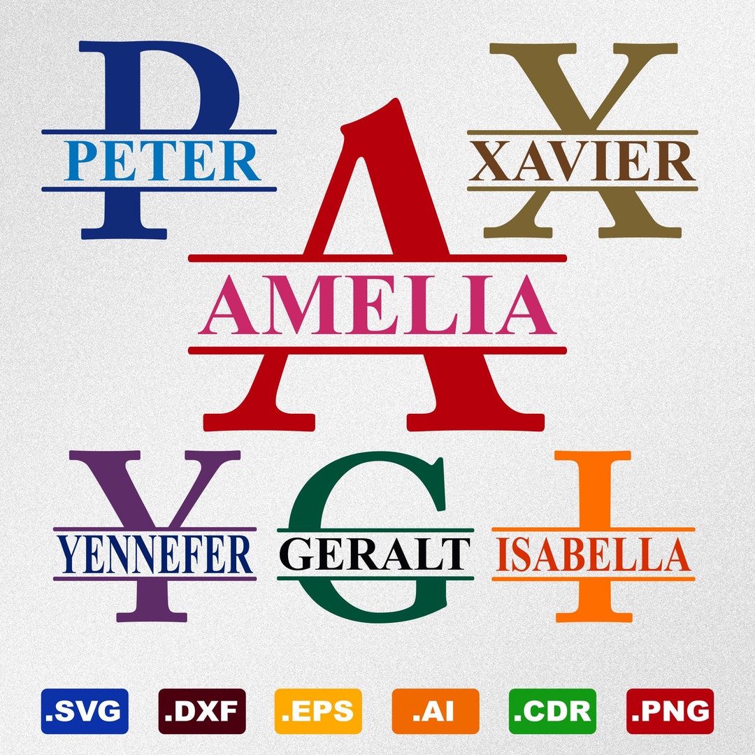 Split Monogram Letters, Monogram Alphabet, Svg, Dxf, Eps, Ai, Cdr ...