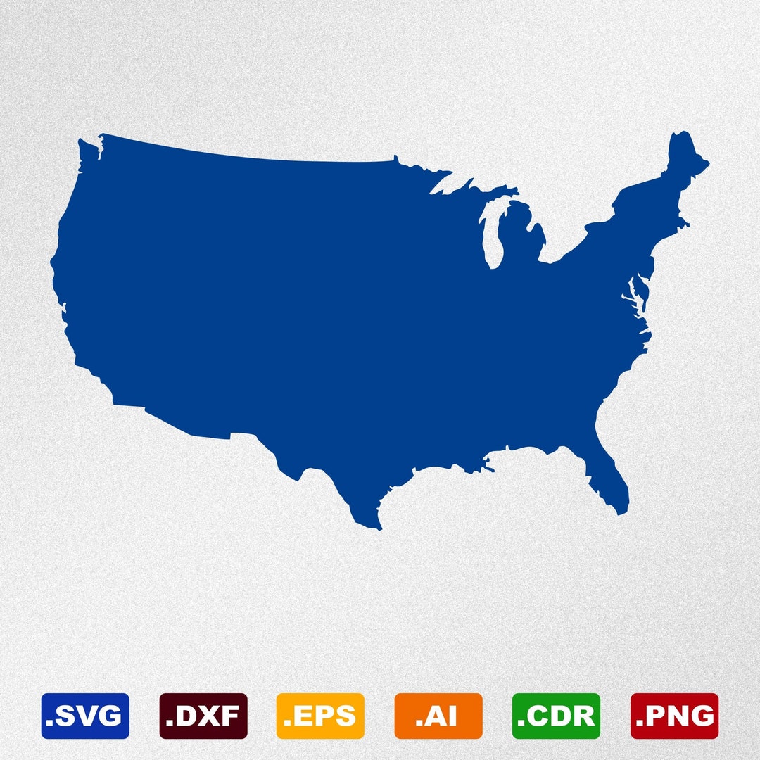 USA Map Svg, Dxf, Eps, Ai, Cdr Vector Files for Silhouette, Cricut ...