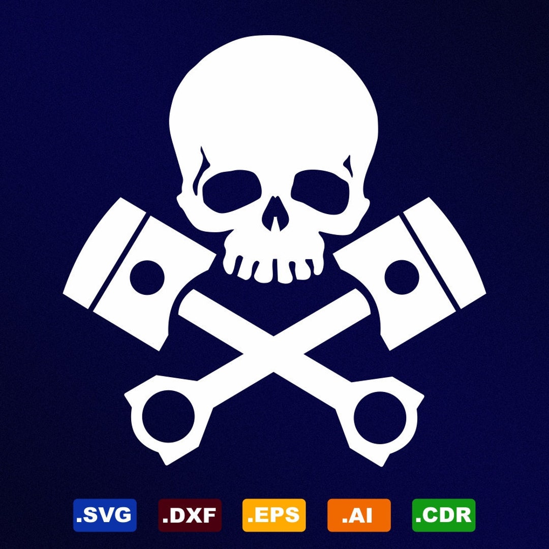 Skull Pistons Svg, Dxf, Eps, Ai, Cdr Vector Files for Silhouette ...
