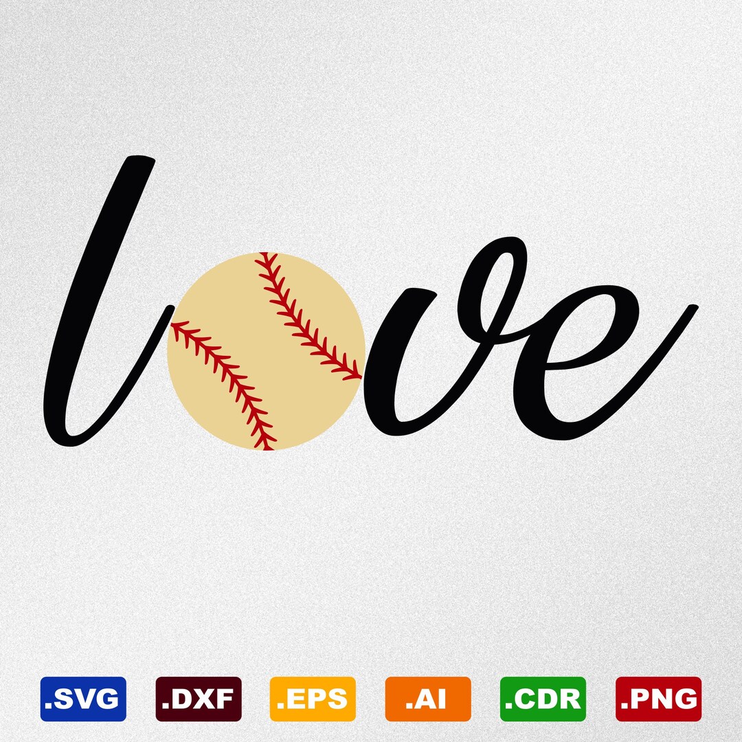 Love Baseball, Svg, Dxf, Eps, Ai, Cdr Vector Files for Silhouette ...