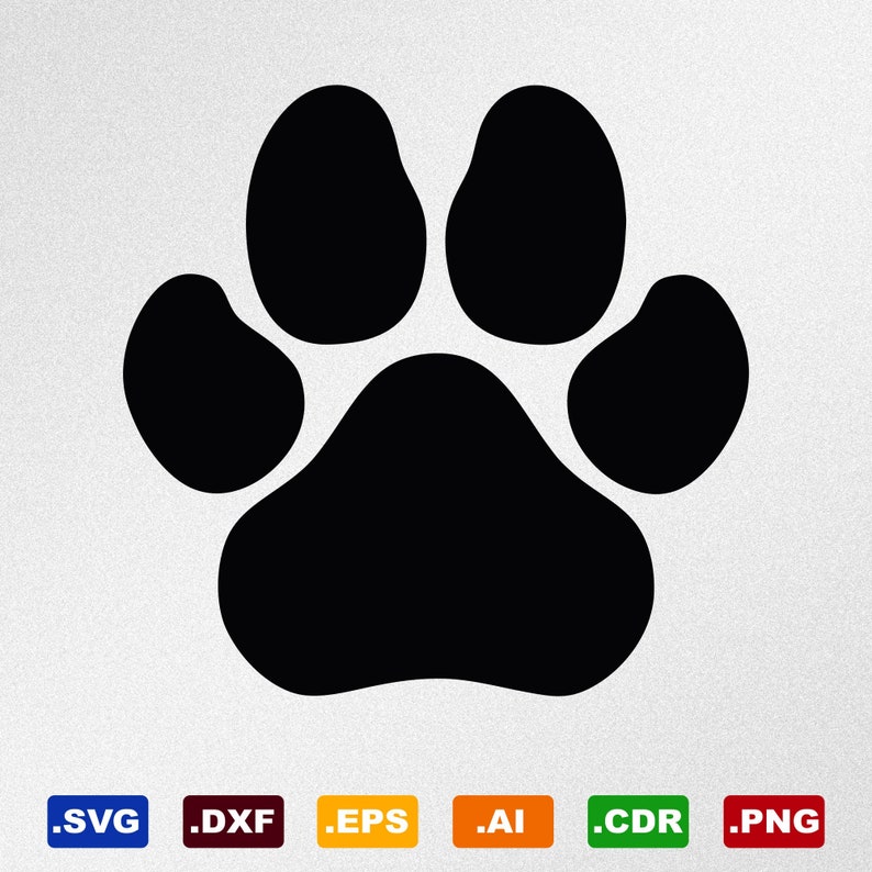 Dog Paw Print Svg Dxf Eps Ai Cdr Vector Files for | Etsy