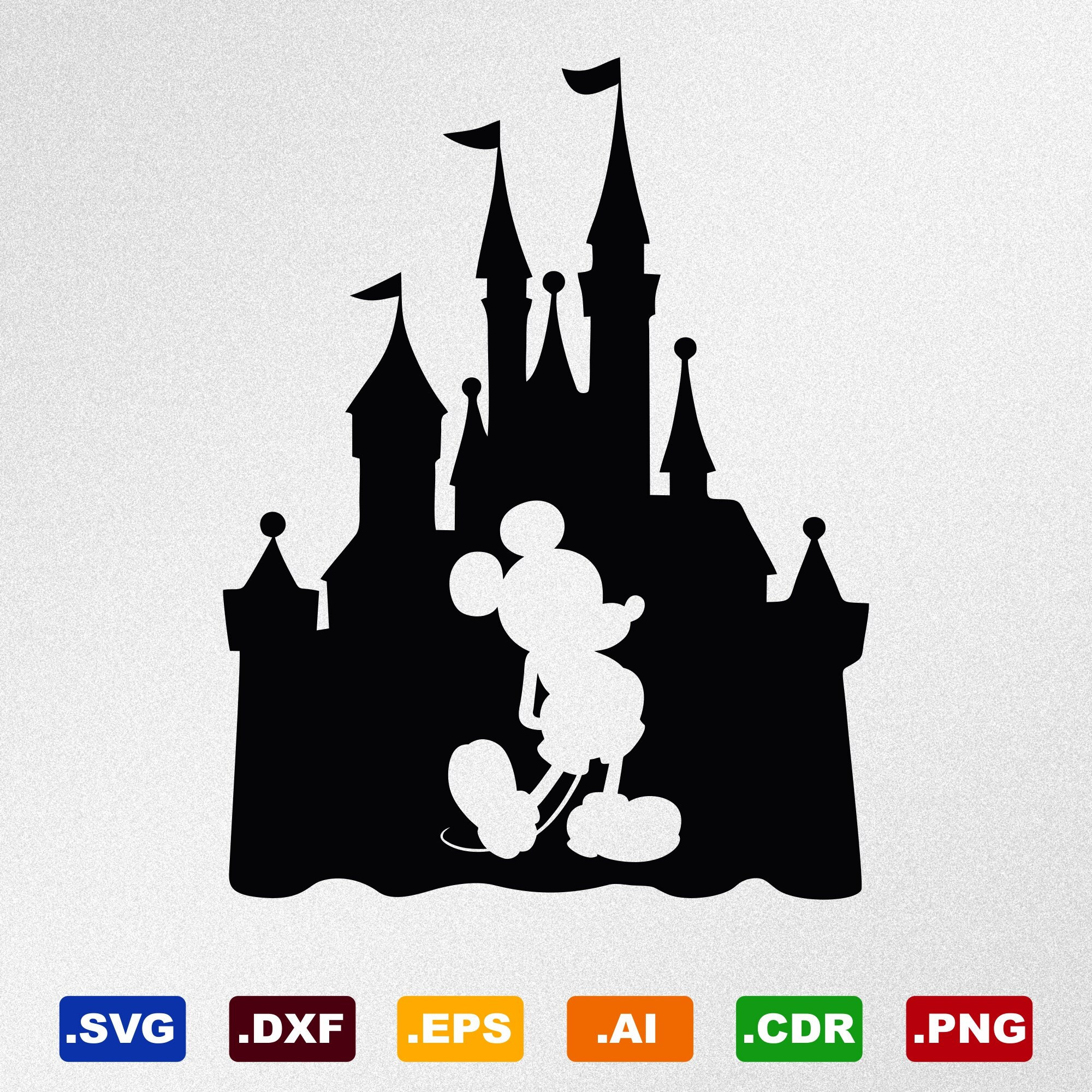 Mickey Mouse Castle Svg Dxf Eps Ai Cdr Vector Files for - Etsy México