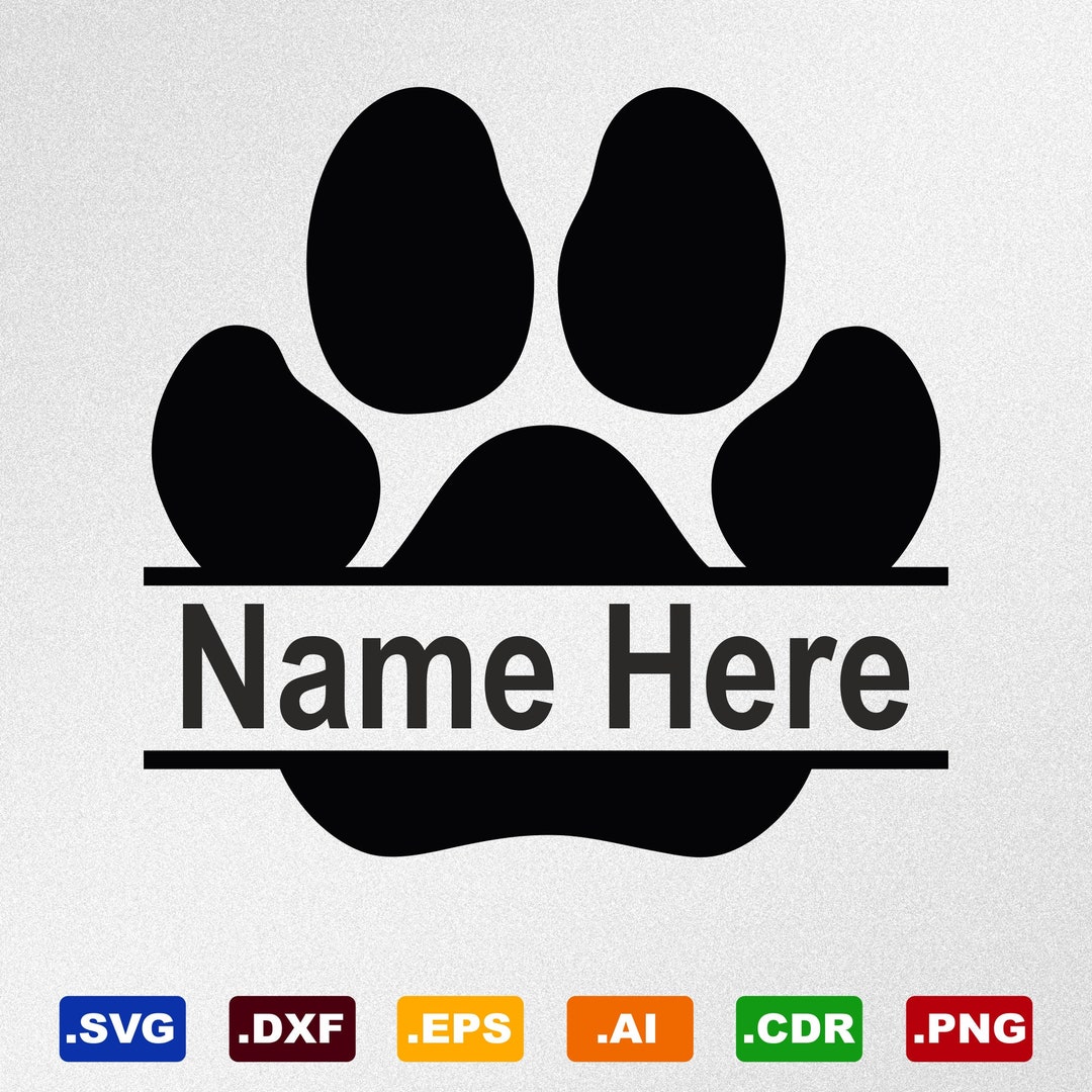 Paw Print Split Monogram Svg, Dxf, Eps, Ai, Cdr Vector Files for ...