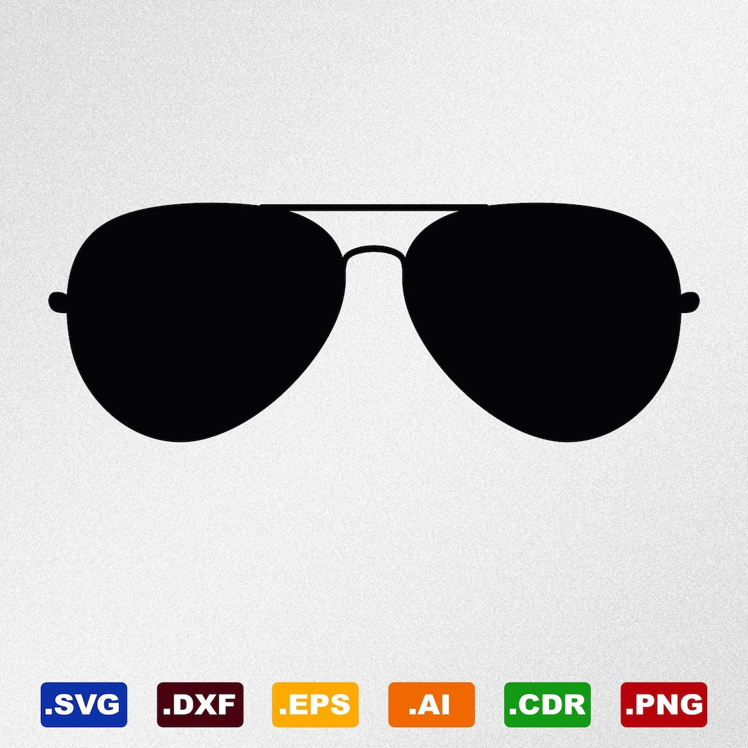 Aviator Sunglasses Svg, Dxf, Eps, Ai, Cdr Vector Files for Silhouette ...