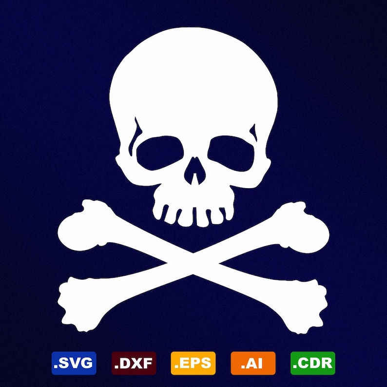 Skull Crossbones Svg Dxf Eps Ai Cdr Vector Files for | Etsy