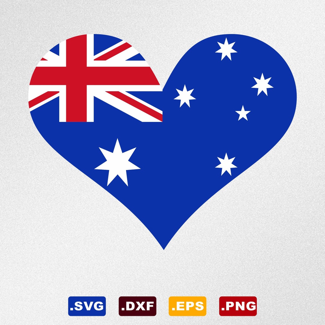 Heart Australia Flag Svg, Dxf, Eps Vector Files for Silhouette, Cricut ...