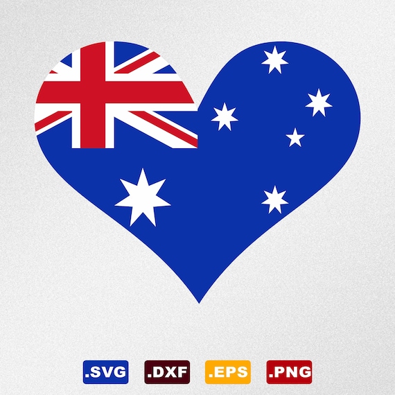 Heart Australia Flag Svg Dxf Eps Vector Files for | Etsy