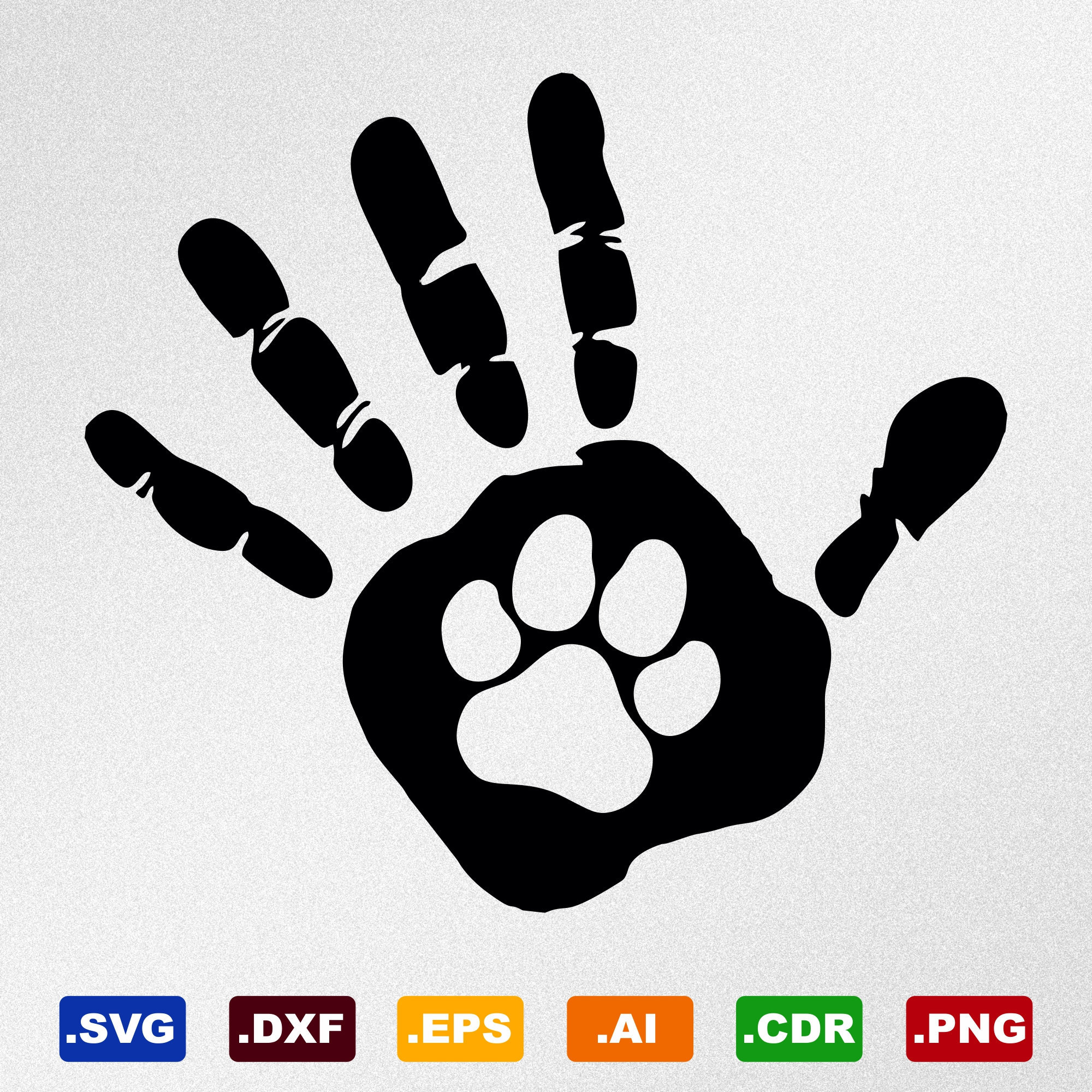Hand Paw Print Svg Dxf Eps Ai Cdr Vector Files for | Etsy UK