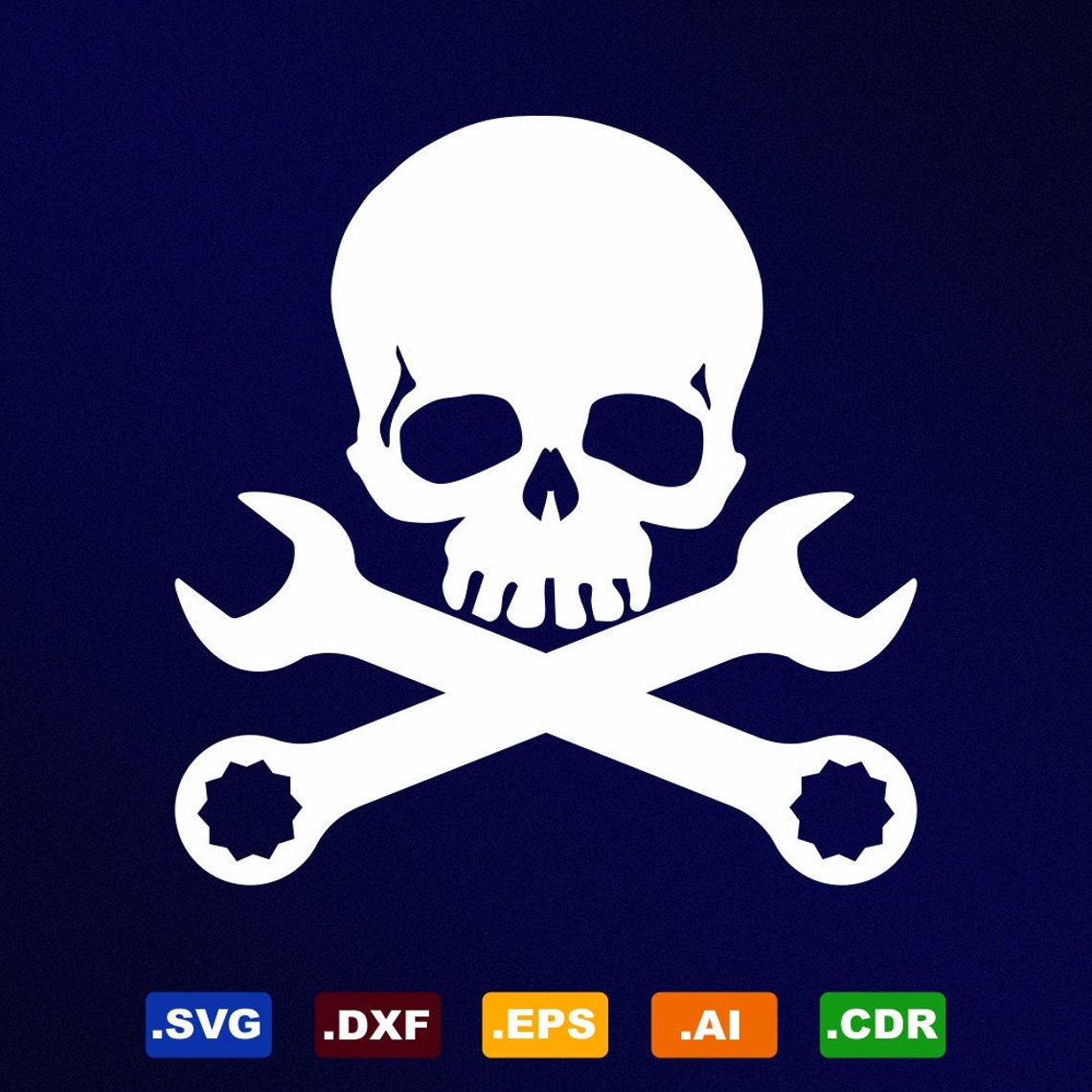 Skull Spanners Svg Dxf Eps Ai Cdr Vector Files for - Etsy