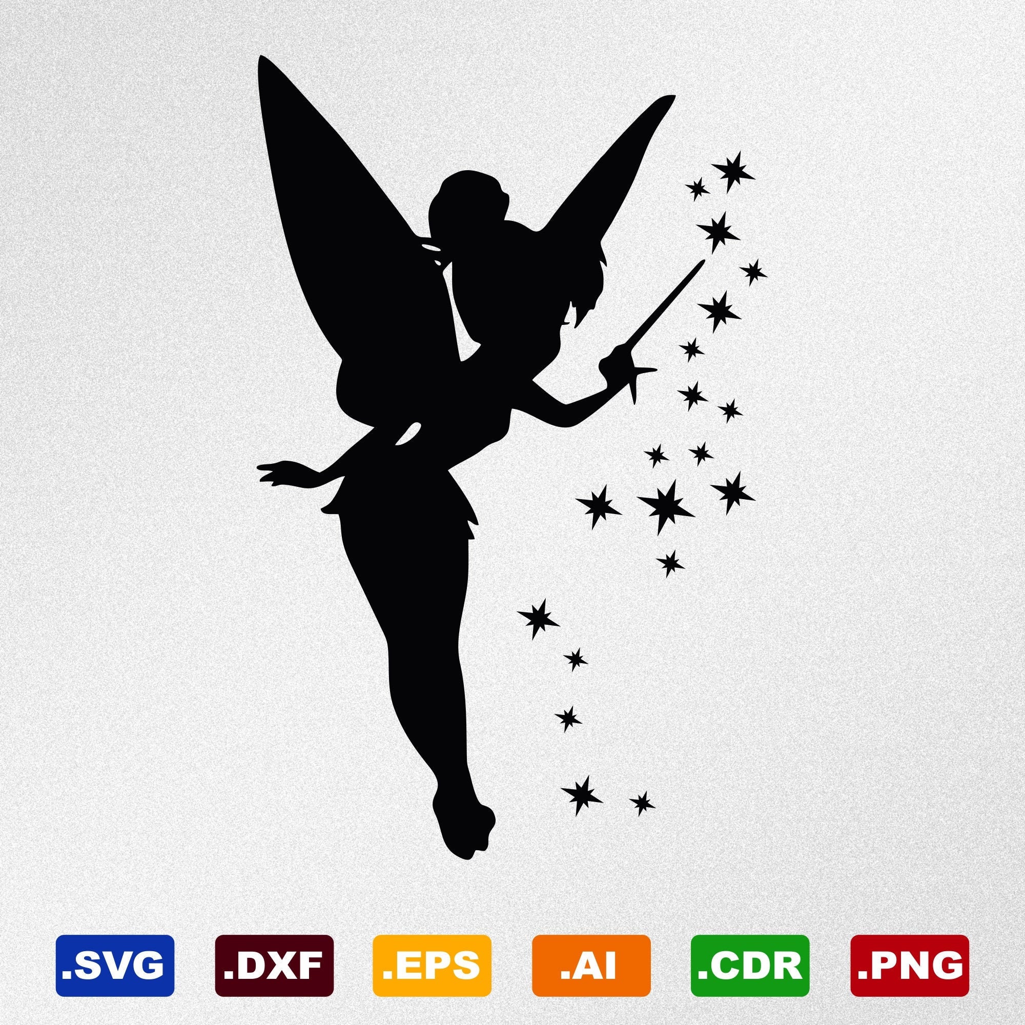 Tinkerbell Svg Dxf Eps Ai Cdr Vector Files for Silhouette | Etsy