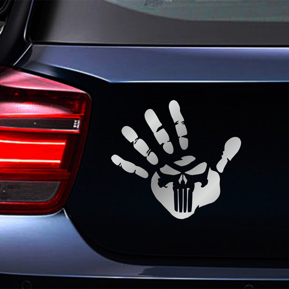 Handprint Punisher Skull Vinyl Decal Sticker sold by Ian Walton | SKU ...