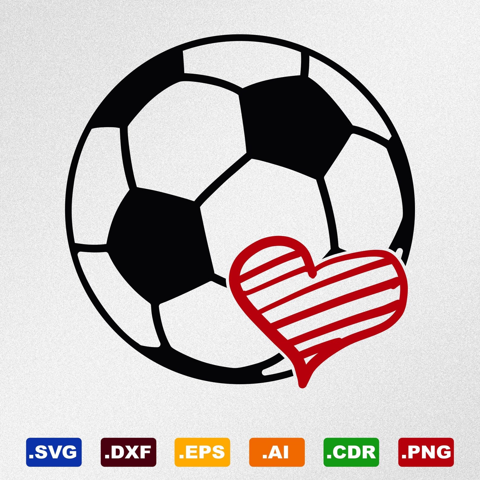 Soccer Ball Heart Svg, Dxf, Eps, Ai, Cdr Vector Files for Silhouette ...