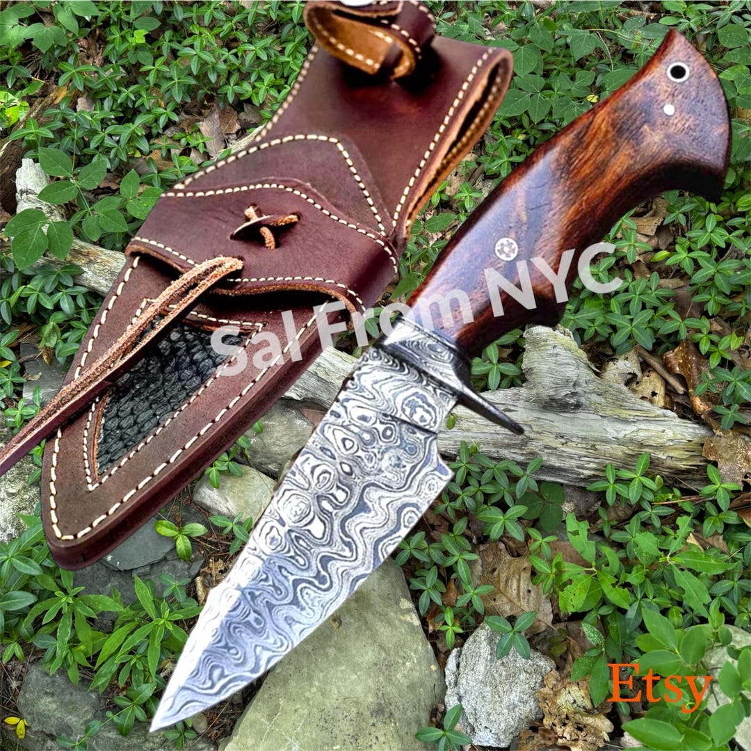 Damascus Knife Handmade Hunting Damascus Knife, Hand Forged Damascus ...