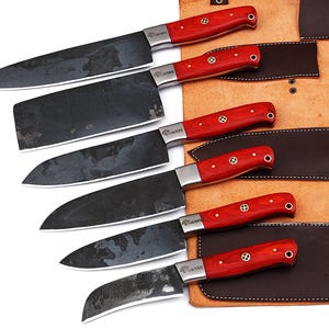Hand Forged Damascus Steel Chef Knife Set, Kitchen Knives | Chef Knive ...