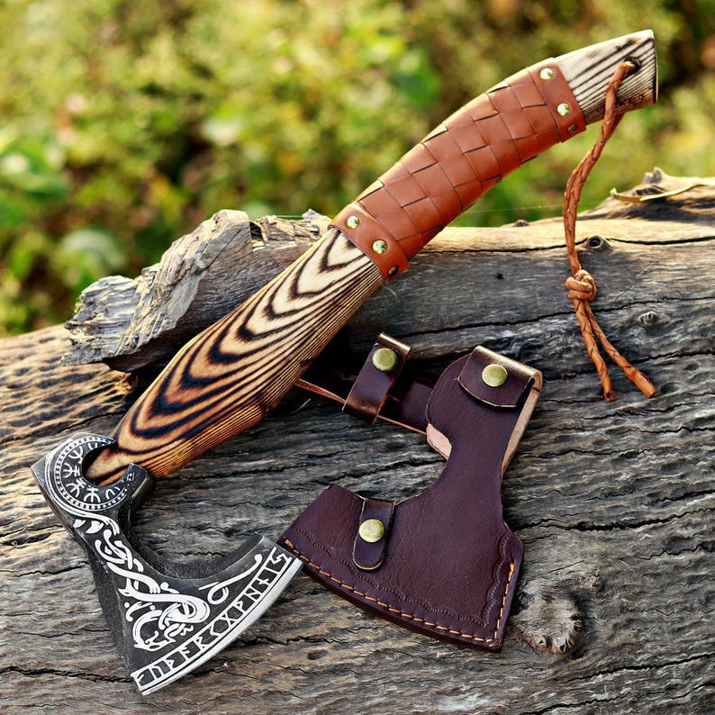Personalized Gift VIKING AXE Hand Forged Carbon Steel, Ragnar ...