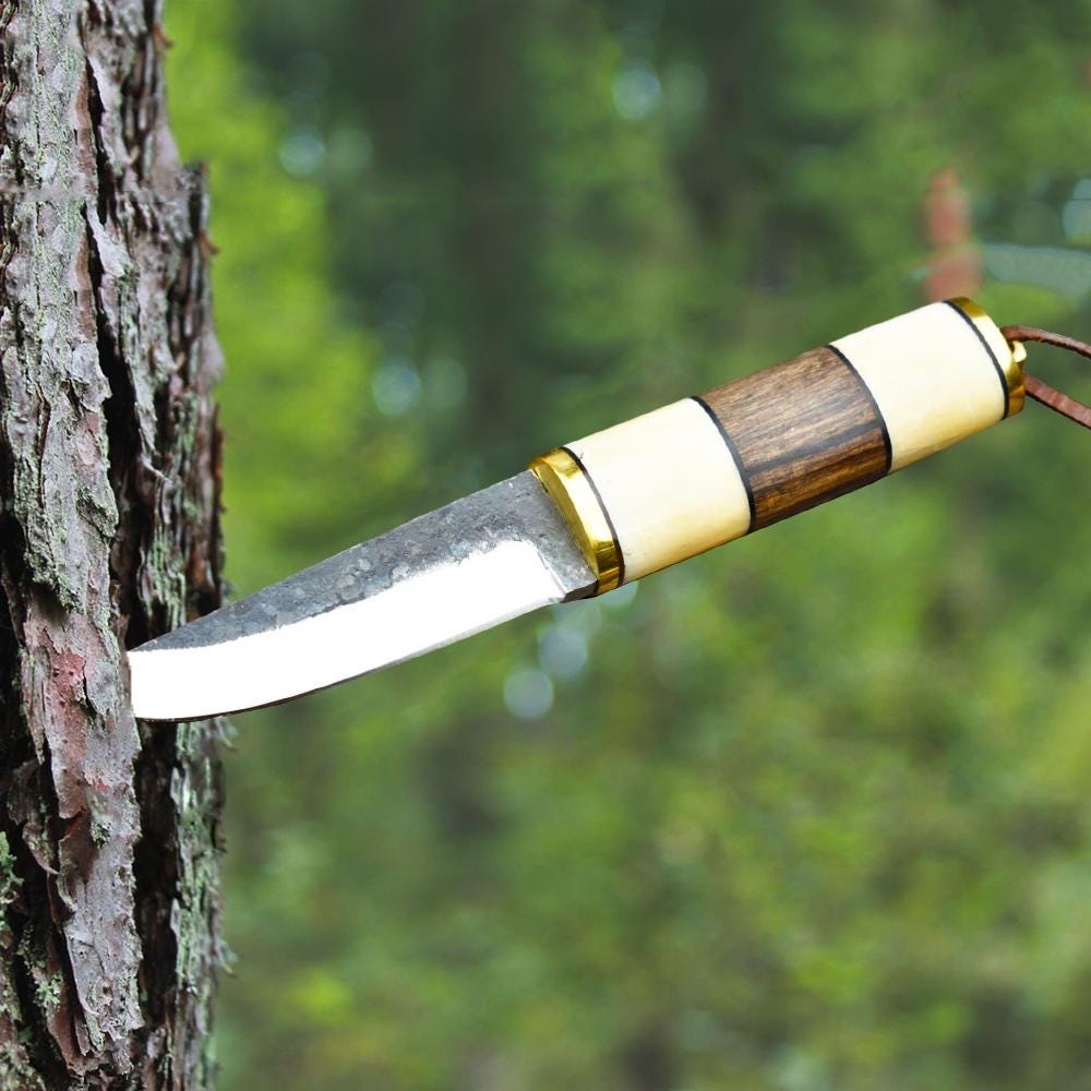 Wikingermesser Handgefertigtes Puukko-Messer aus Kohlenstoffstahl mit ...
