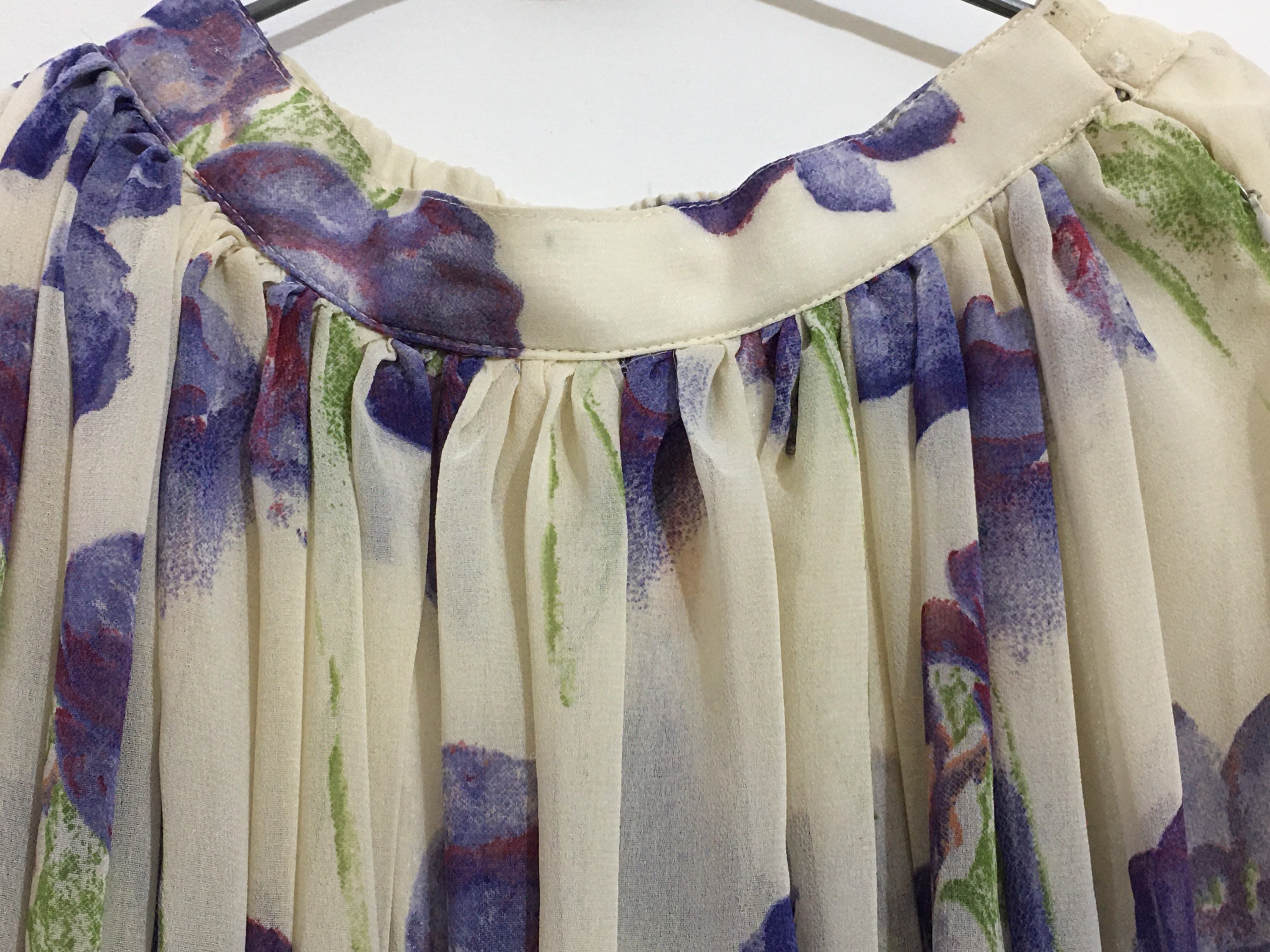 Off-white-lavender Georgette Floral Lehenga Skirt Full Flare - Etsy