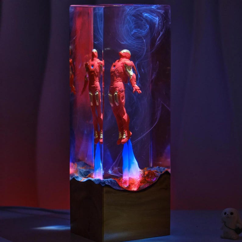 Iron Man Resin Diorama Lamp – LED Marvel Superhero Light – Handmade ...