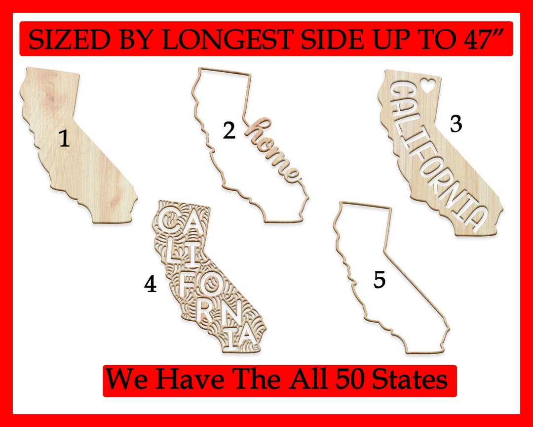 Unfinished Wooden State Shapes - All 50 States - State Blank Cutout ...