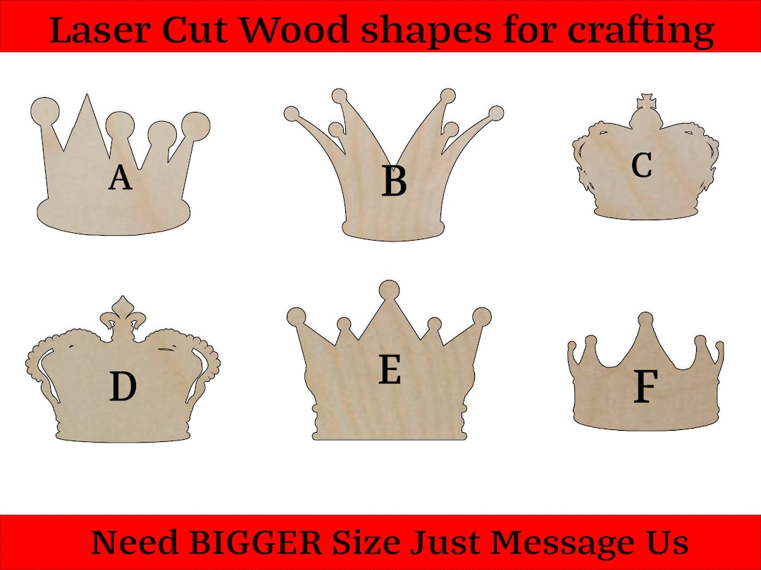 Crown Princess Tiara King Jester Queen Wood Shape Cutout Silhouettes ...
