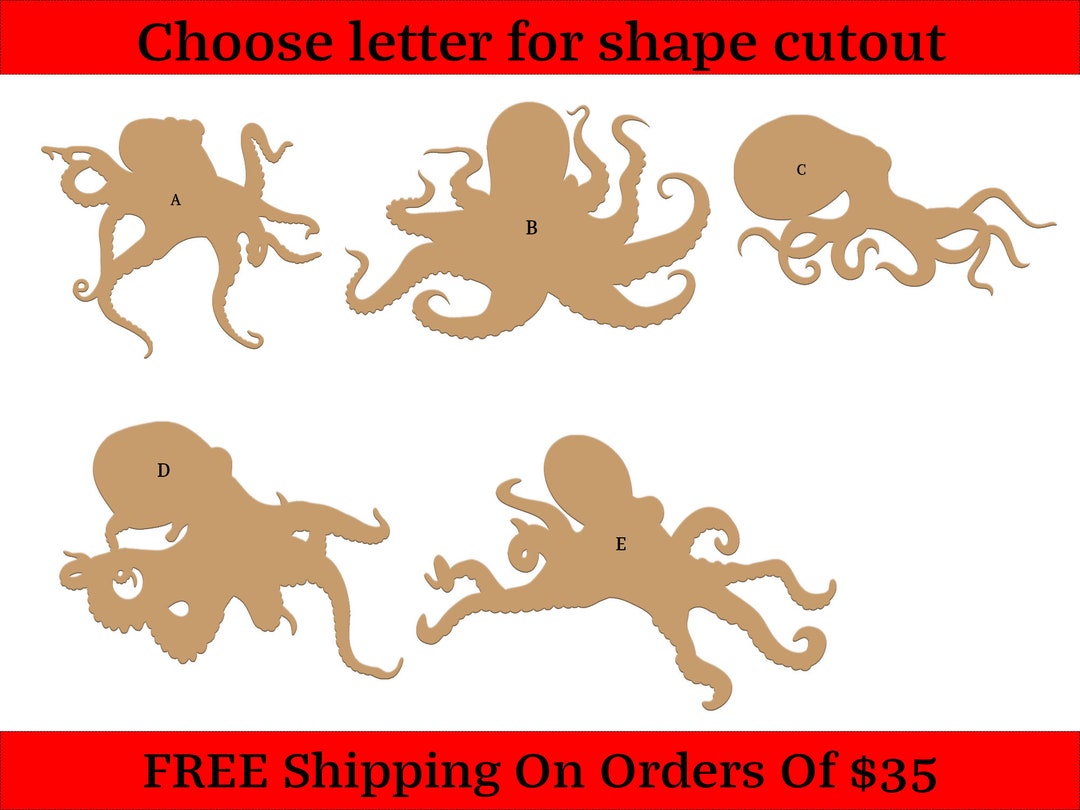 Octopus, Tentacle, Eight Legs, Sea Creature Unfinished Wood Cutouts ...