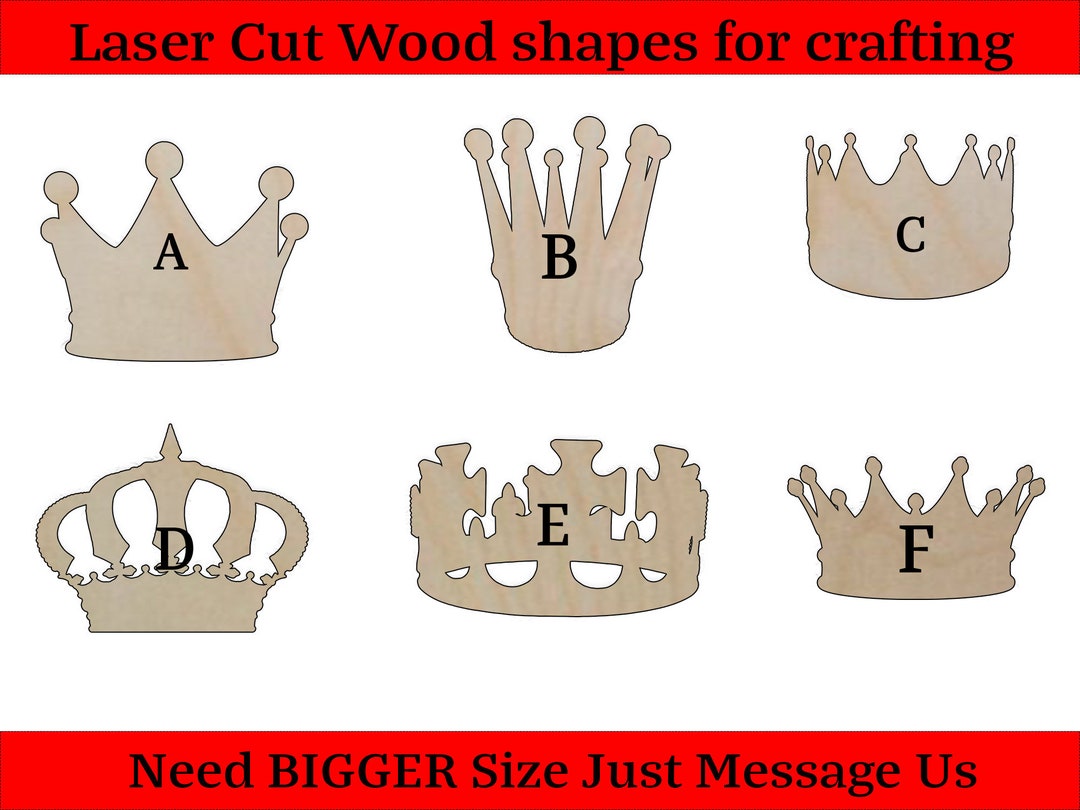 Crown Princess Tiara King Jester Queen Wood Shape Cutout Silhouettes ...