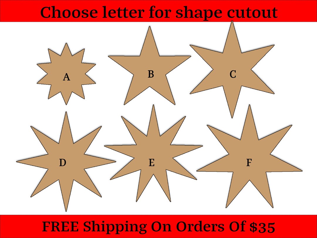 Stars, Planet Stars Wood Cutout Shapes and Silhouettes - Large, Medium ...