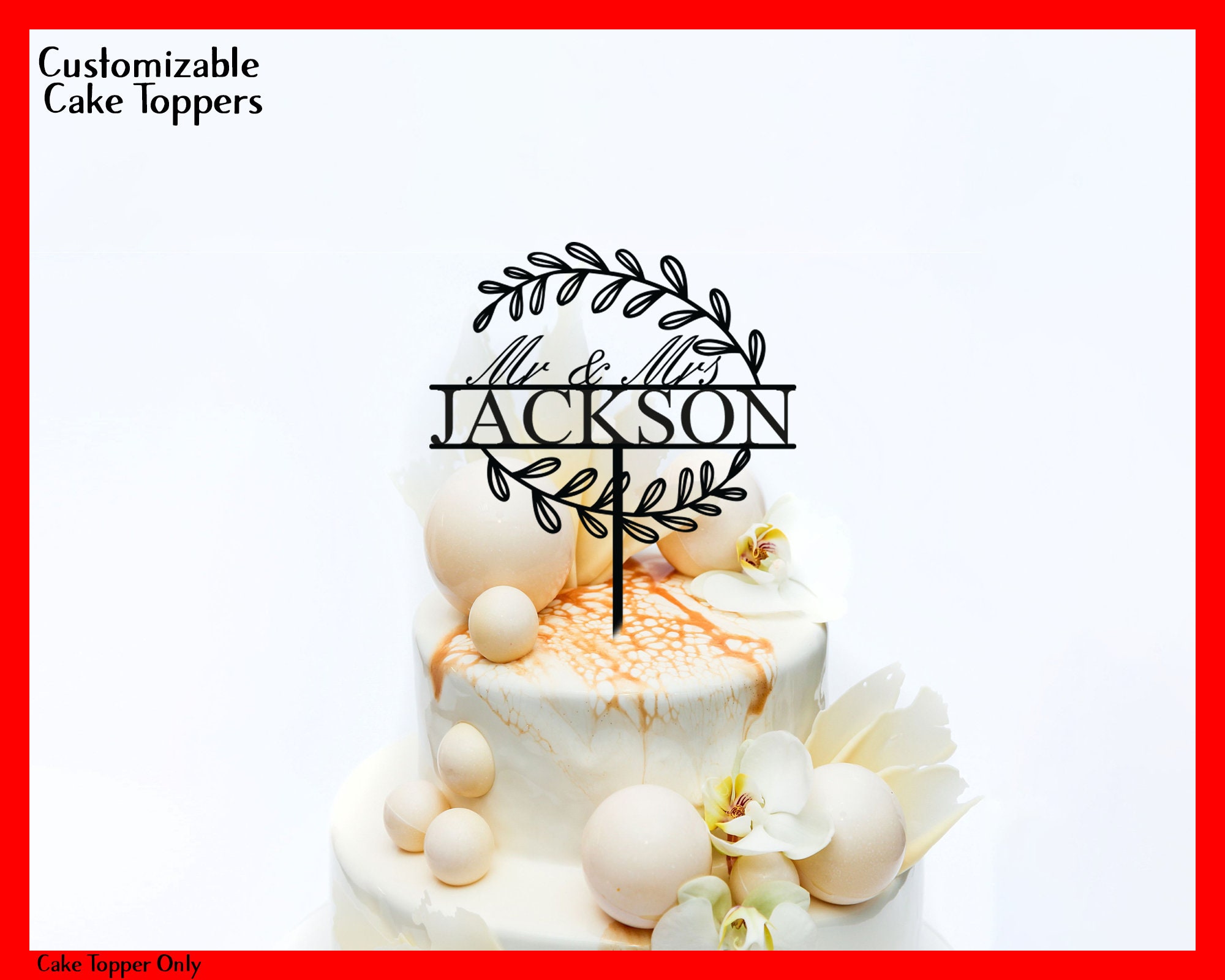 Cake Topper Boho Wedding Cake Topper - Gold, Silver, Rose Gold or ...