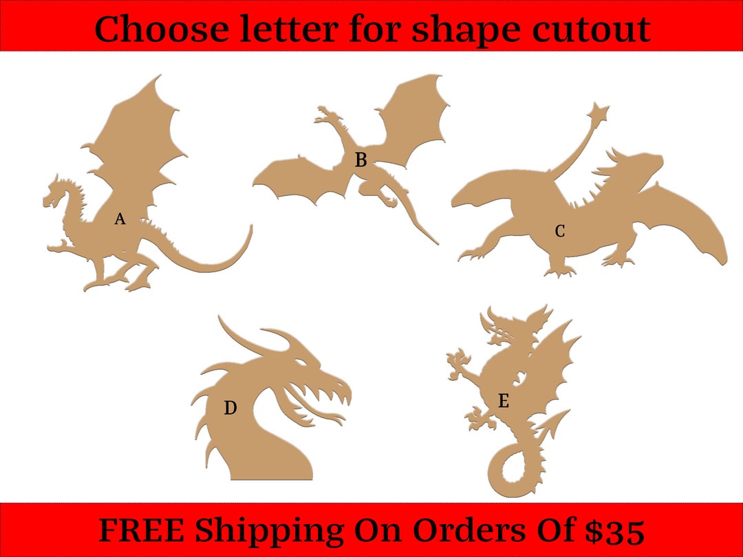 Flying Dragon, Dragon Head, Serpent, Draco Cutouts Shapes Large & Small ...