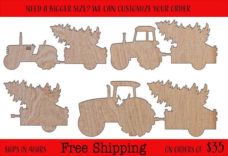 Tractor, Farm Equipment, Trailers, Unfinished Wood Cutouts Shapes Large ...