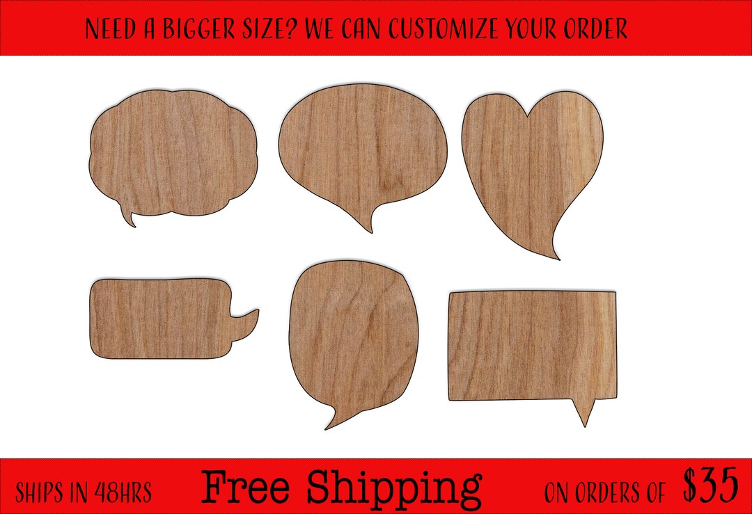 Speech Bubble Unfinished Wood Cutouts Shapes Large & Small Sizes - Etsy