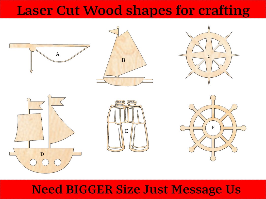 Fishing Reel Pirate Ship Telescope Boats Maritime Wood Cutout Shapes ...