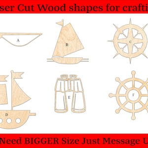 Fishing Reel Pirate Ship Telescope Boats Maritime Wood Cutout Shapes ...