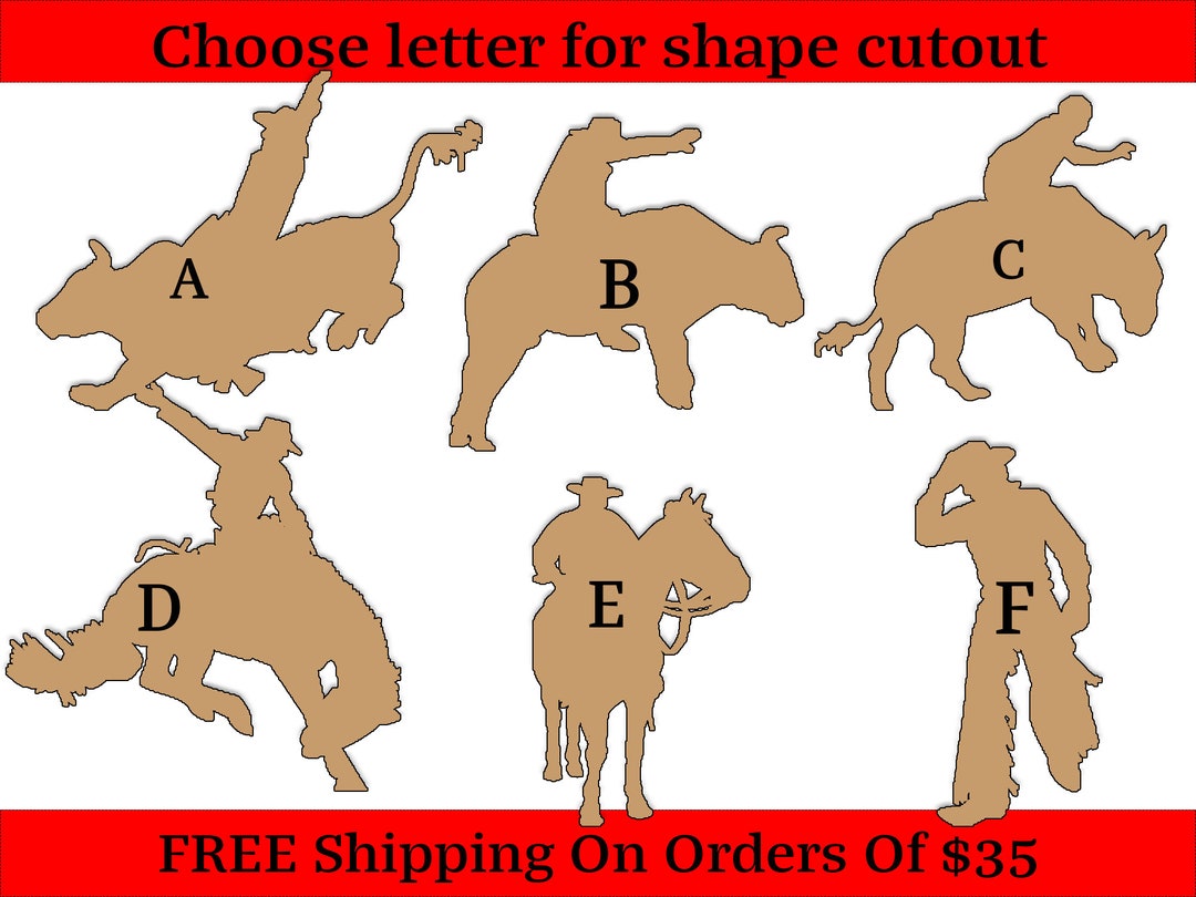 Cowboy & Cowgirl Themed Wood Cutout Shapes and Silhouettes - Large ...