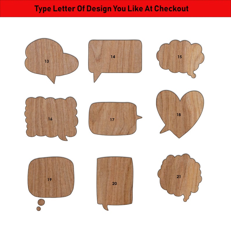 Speech Bubble Text Unfinished Wood Cutouts Shapes Large & Small Sizes ...