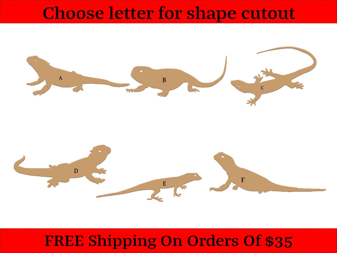 Lizards Gecko Chameleon Reptile Newt Themed Wood Cutout Shapes and ...