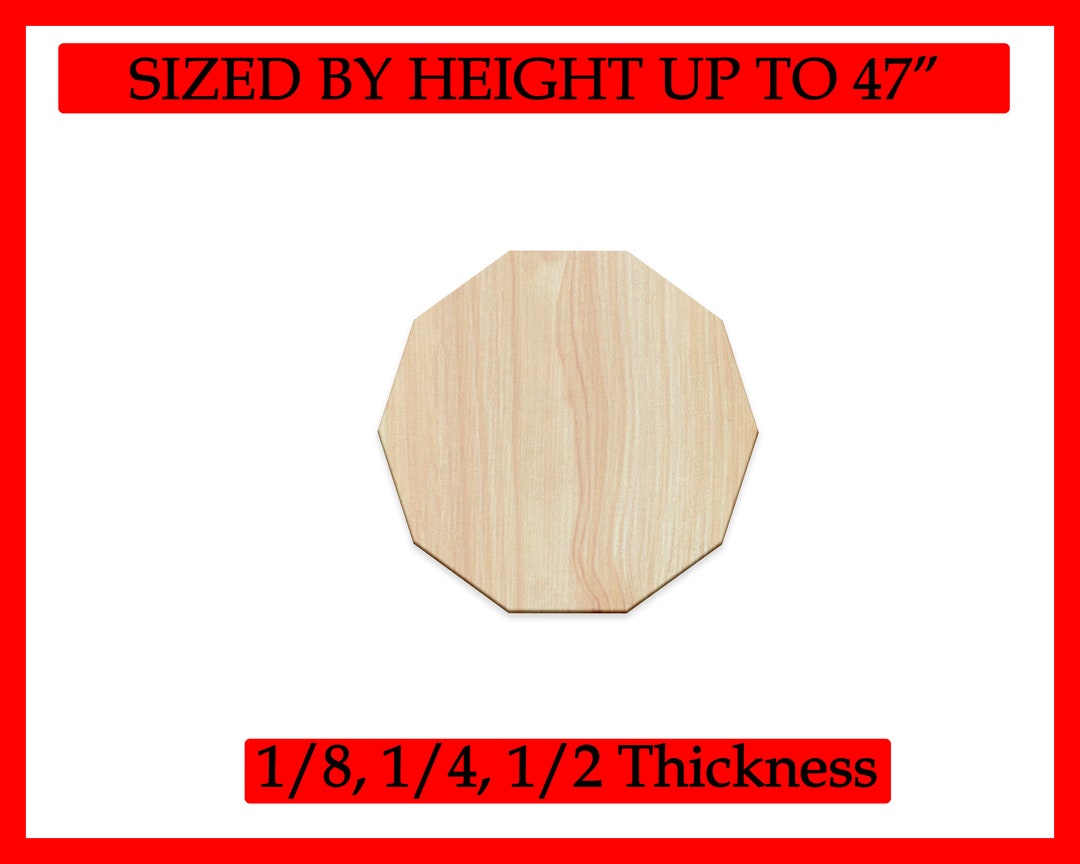 Unfinished Wood Decagon Shape - Wood Round Birch- DIY Craft Blank 1/8 ...