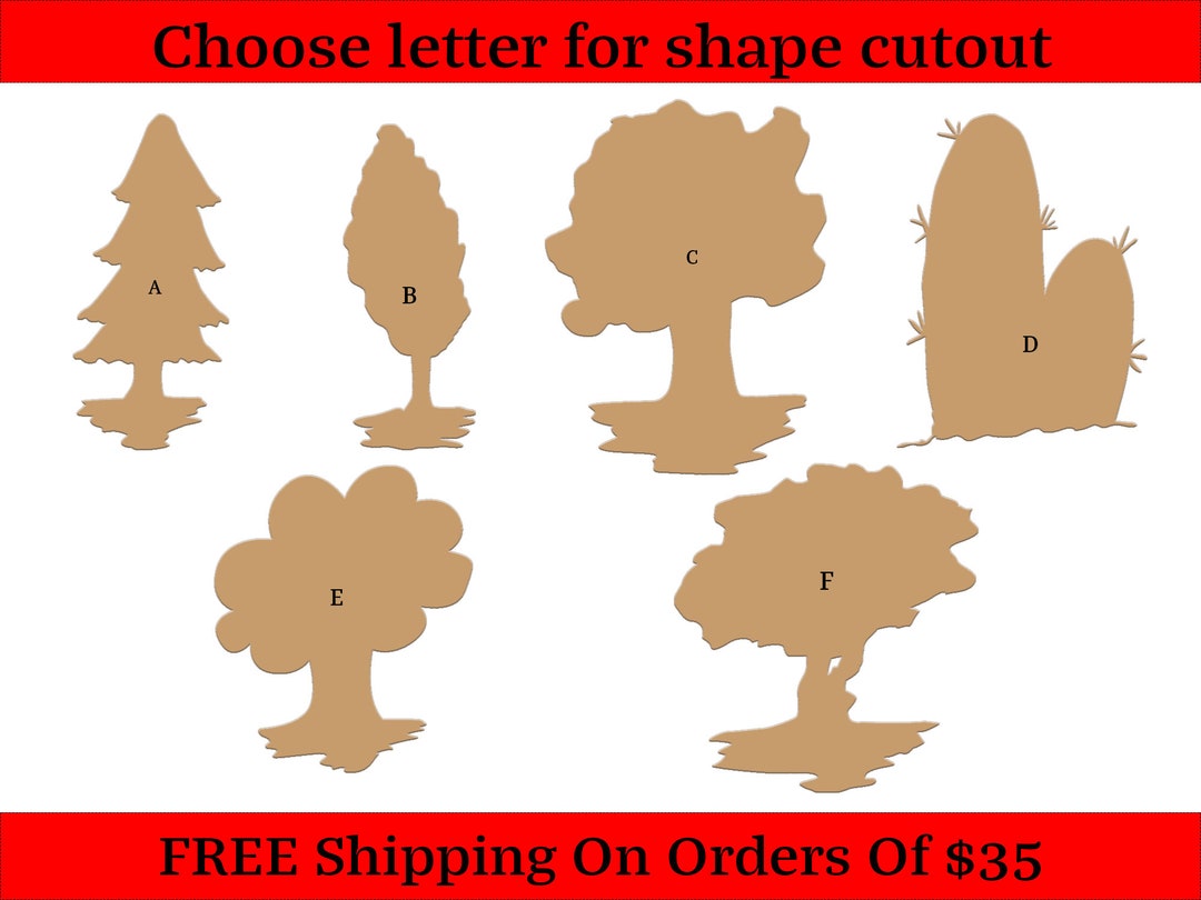 Trees, Maple, Fir, Pine, Aspen, Cedar, Redwood Unfinished Wood Cutouts ...