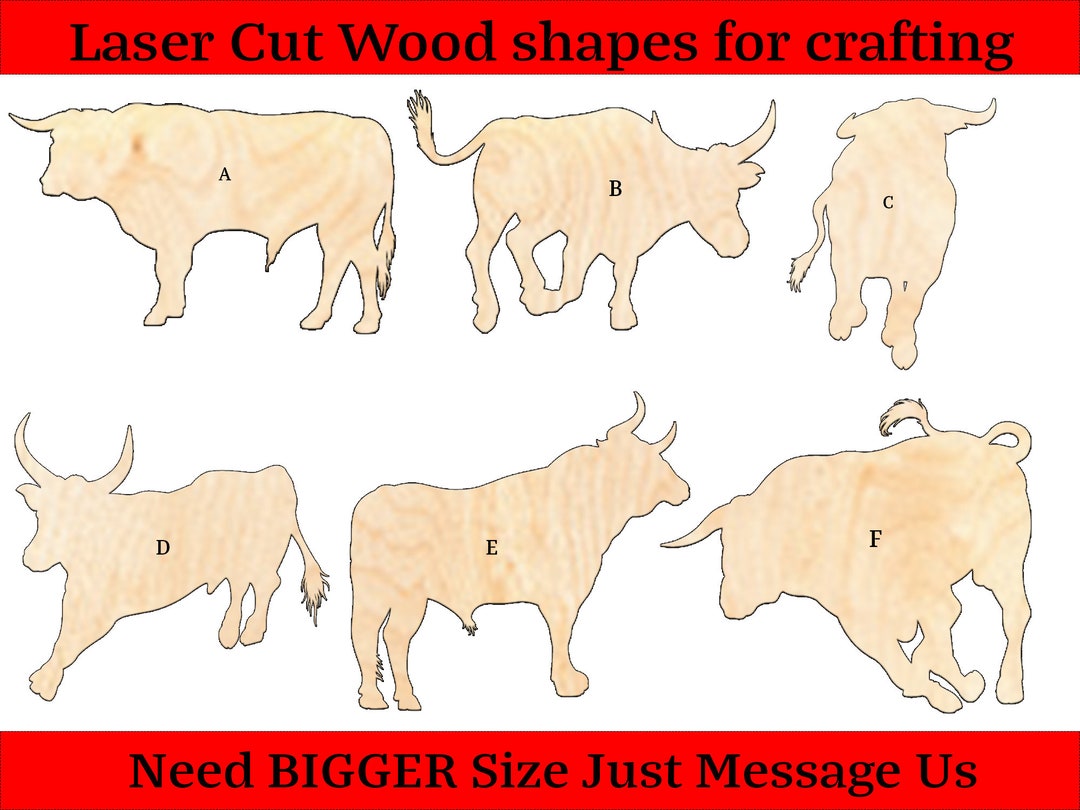 Bulls, Bovid Mammals Beasts Herd Wood Cutout Shapes and Silhouettes ...
