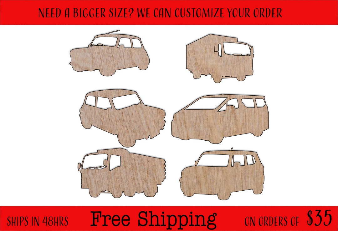 Cars, Vehicles, Trucks, Taxi, Unfinished Wood Cutouts Shapes Large ...