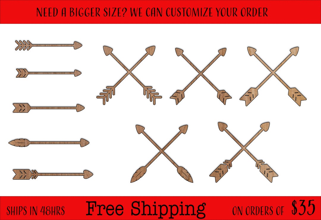 Arrows, Arrowhead, Arrow Tips, Unfinished Wood Cutouts Shapes Large ...