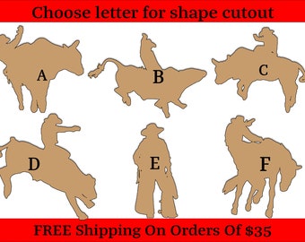 Cowboy & Cowgirl Themed Wood Cutout Shapes and Silhouettes | Etsy
