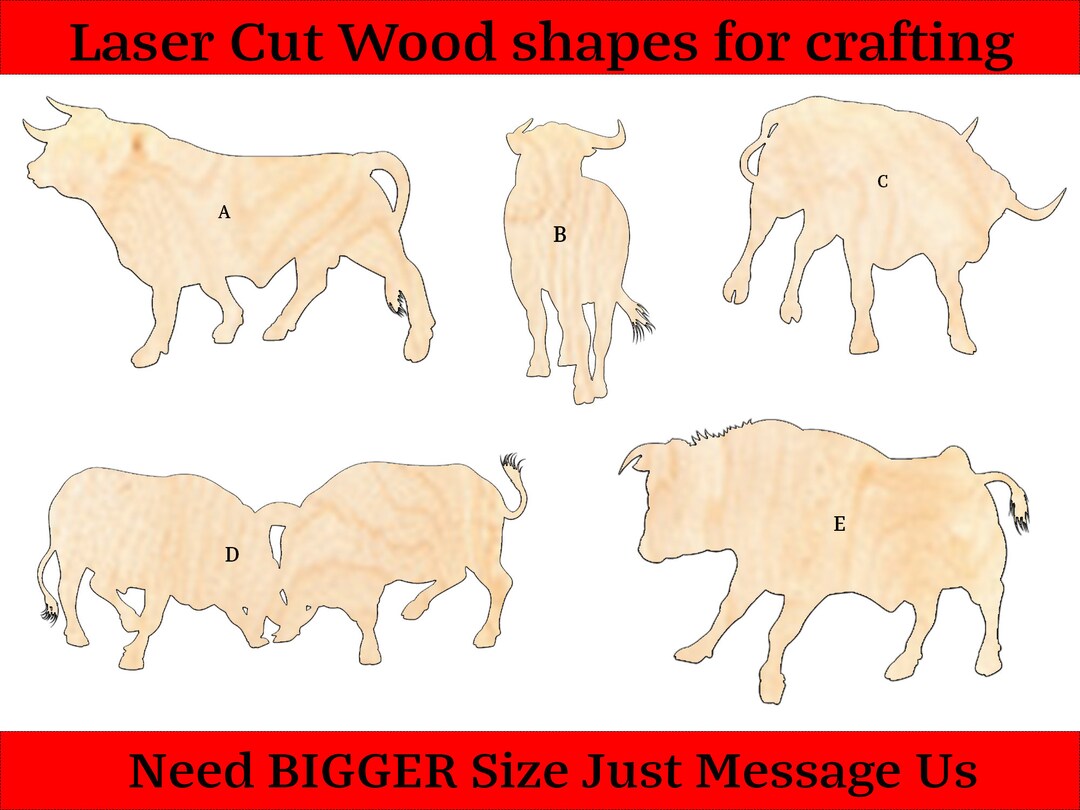 Bulls, Bovid Mammals Beasts Herd Wood Cutout Shapes and Silhouettes ...
